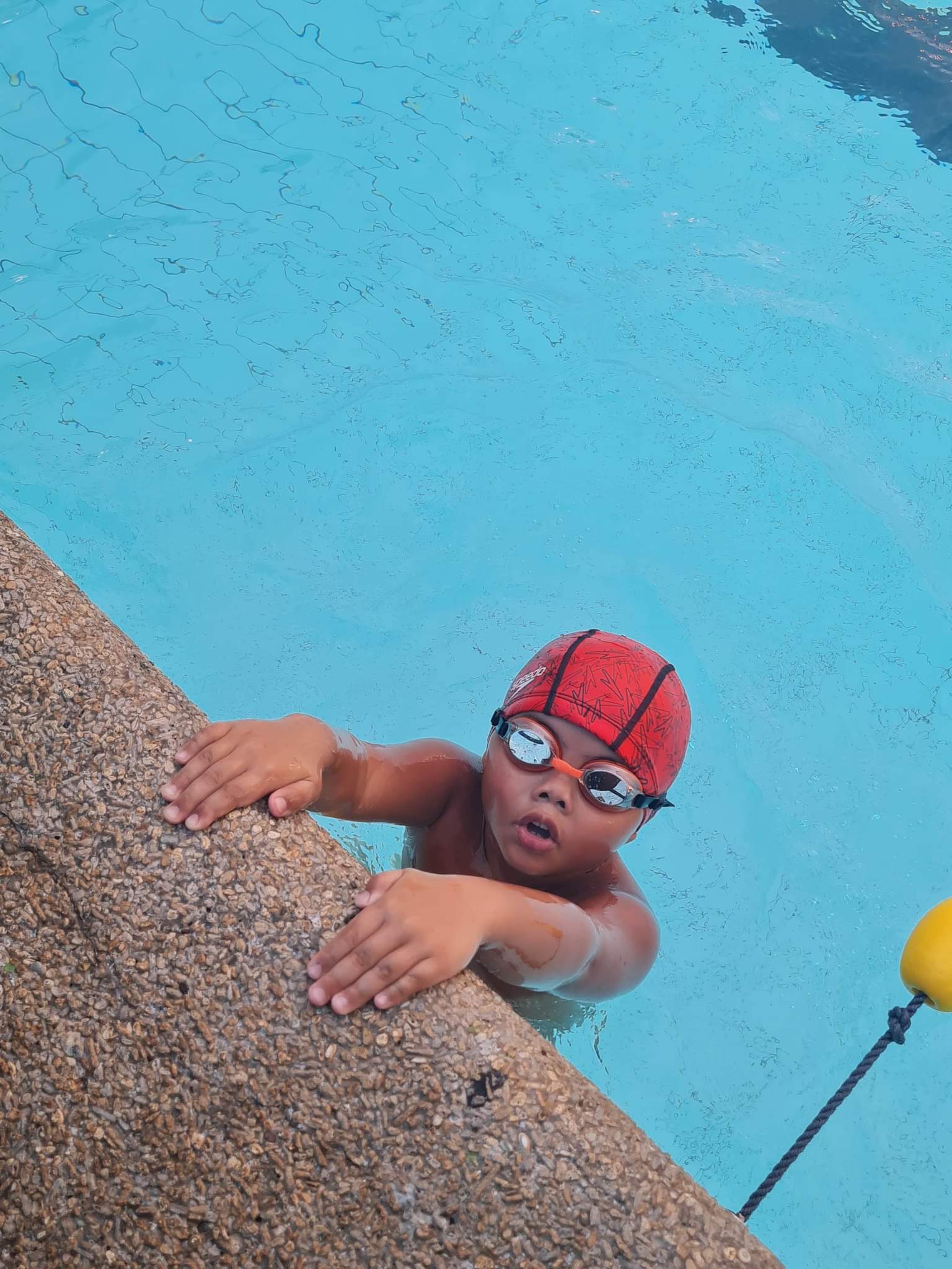 4 year old Duane Alejo wins his first ever swimming competition medal ...
